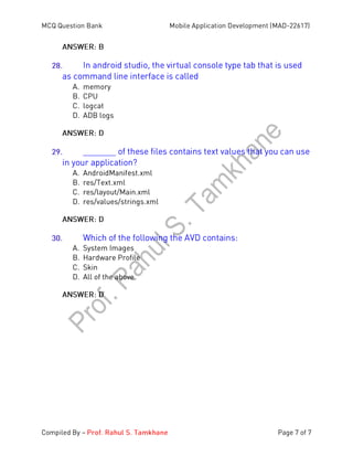 MAD 22617- MCQ Question Bank Unit-II | PDF