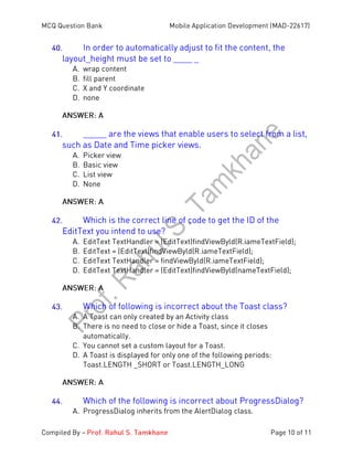 MAD 22617- MCQ Question Bank Unit-IV | PDF