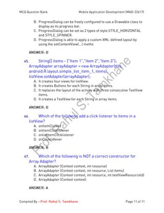 MAD 22617- MCQ Question Bank Unit-IV | PDF