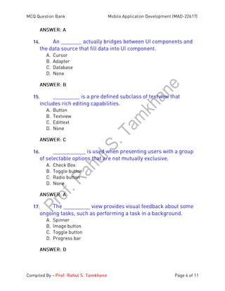 MAD 22617- MCQ Question Bank Unit-IV | PDF