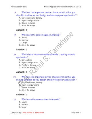 MAD 22617- MCQ Question Bank Unit-IV | PDF