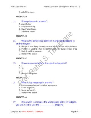 MAD 22617- MCQ Question Bank Unit-IV | PDF