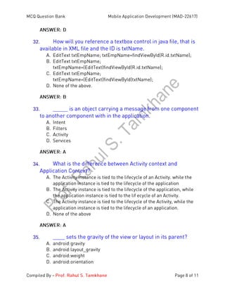 MAD 22617- MCQ Question Bank Unit-IV | PDF