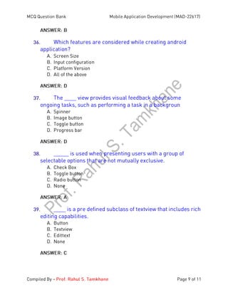 MAD 22617- MCQ Question Bank Unit-IV | PDF