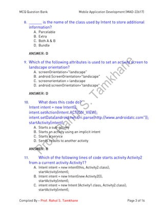 MAD 22617- MCQ Question Bank Unit-V | PDF
