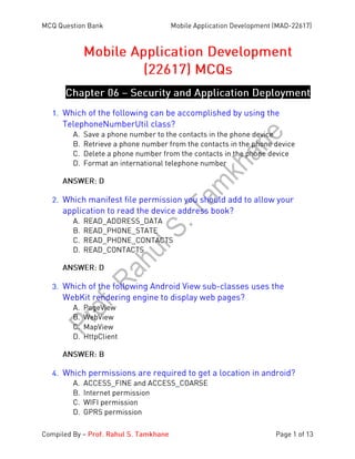 MAD 22617- MCQ Question Bank Unit-VI | PDF