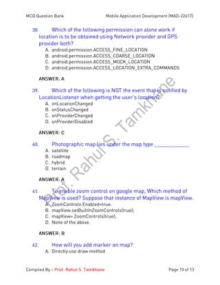 MAD 22617- MCQ Question Bank Unit-VI | PDF
