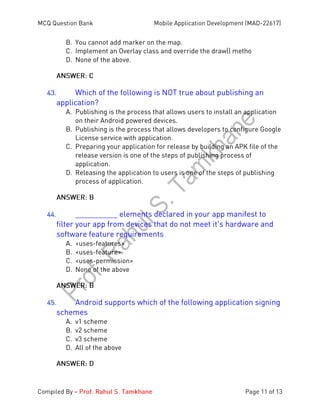 MAD 22617- MCQ Question Bank Unit-VI | PDF