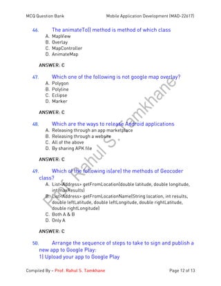 MAD 22617- MCQ Question Bank Unit-VI | PDF