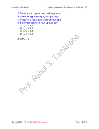 MAD 22617- MCQ Question Bank Unit-VI | PDF