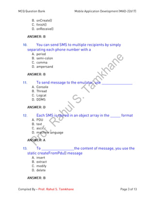 MAD 22617- MCQ Question Bank Unit-VI | PDF