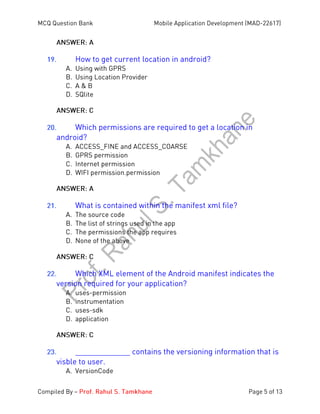 MAD 22617- MCQ Question Bank Unit-VI | PDF