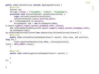 MAD-Lec8 Spinner Adapater and Intents (1).ppt
