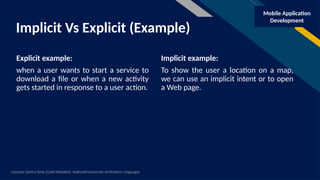 Mobile Application Slide Chapter 3 - Intent and its type | PPTX