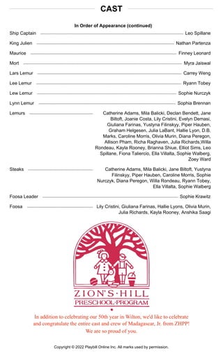 WCT MADAGASCAR JR 2022 PLAYBILL | PDF