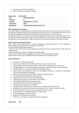 Resume for DB2 DBA LUW/AIX | DOC