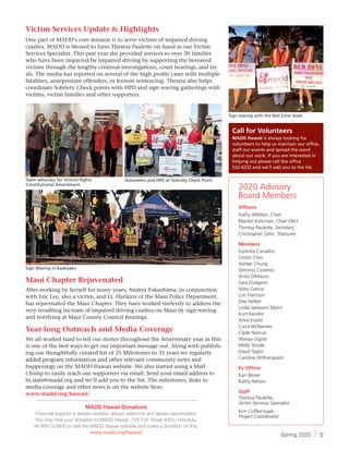 MADD Hawaii Spring 2020 Newsletter | PDF