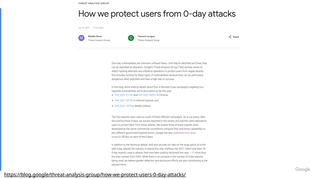 In-the-Wild 0-day Exploits Maddie Stone (@maddiestone) Google Project ...