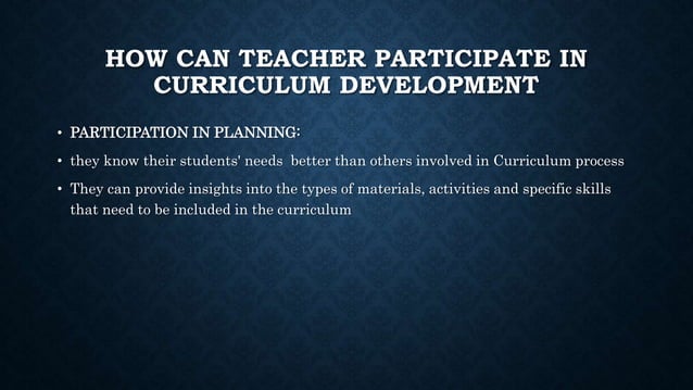 Role of a teacher in Curriculum Development at various Level (https ...