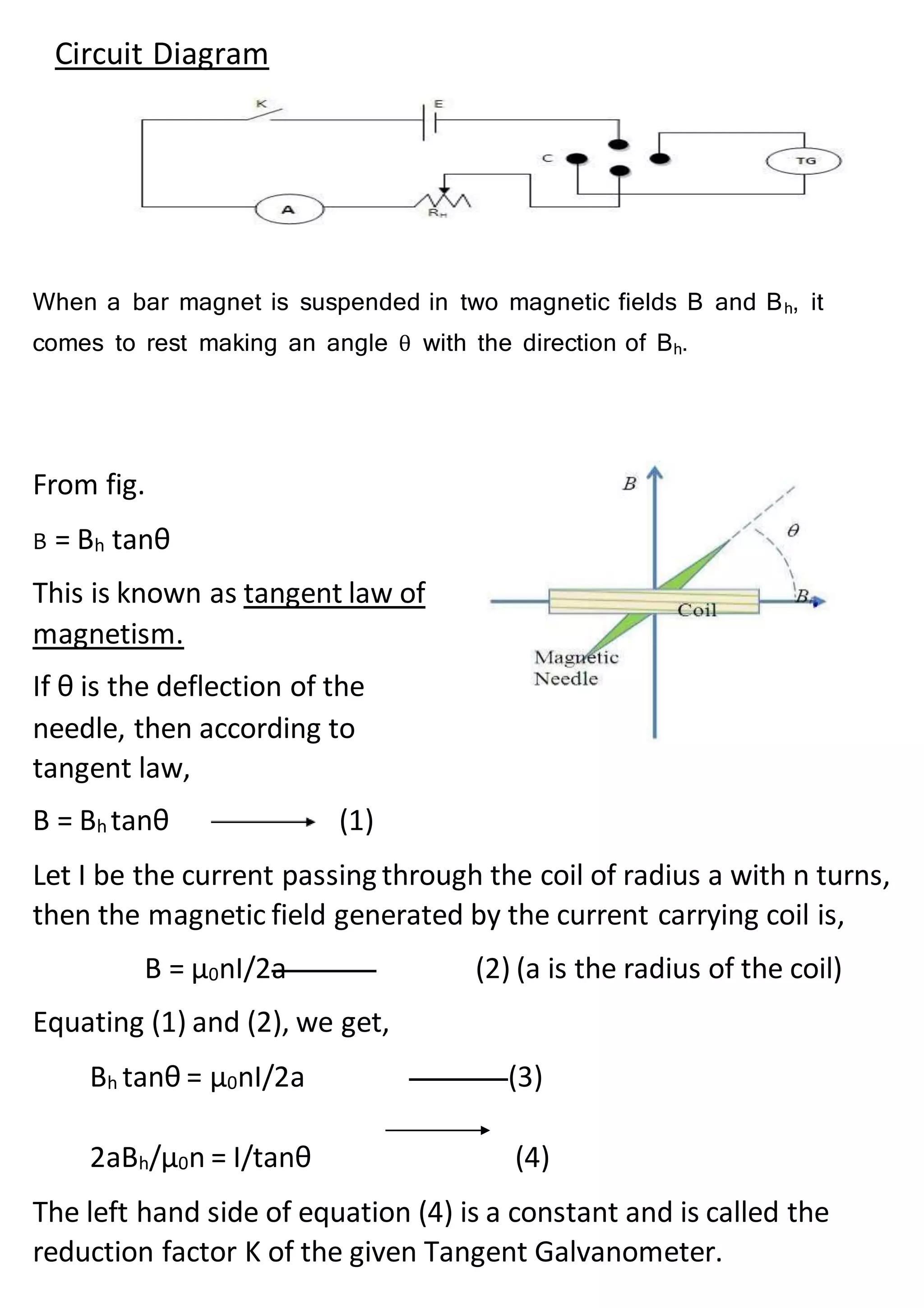 tangent galvanometer | DOCX