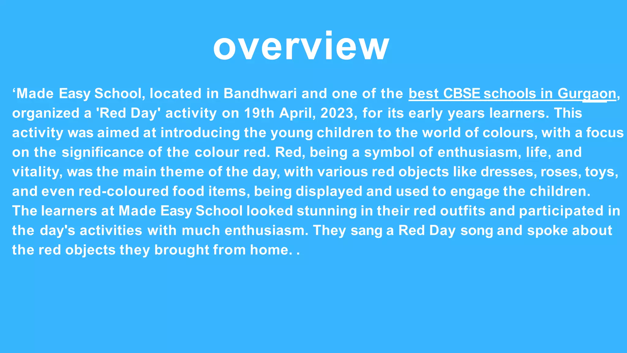 Made Easy School: Red Day Activity | PPT