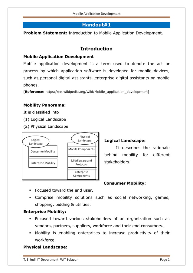 MobileAppDev Handout#1 | PDF