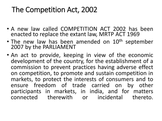 COMPETITION ACT, 2002 | PDF
