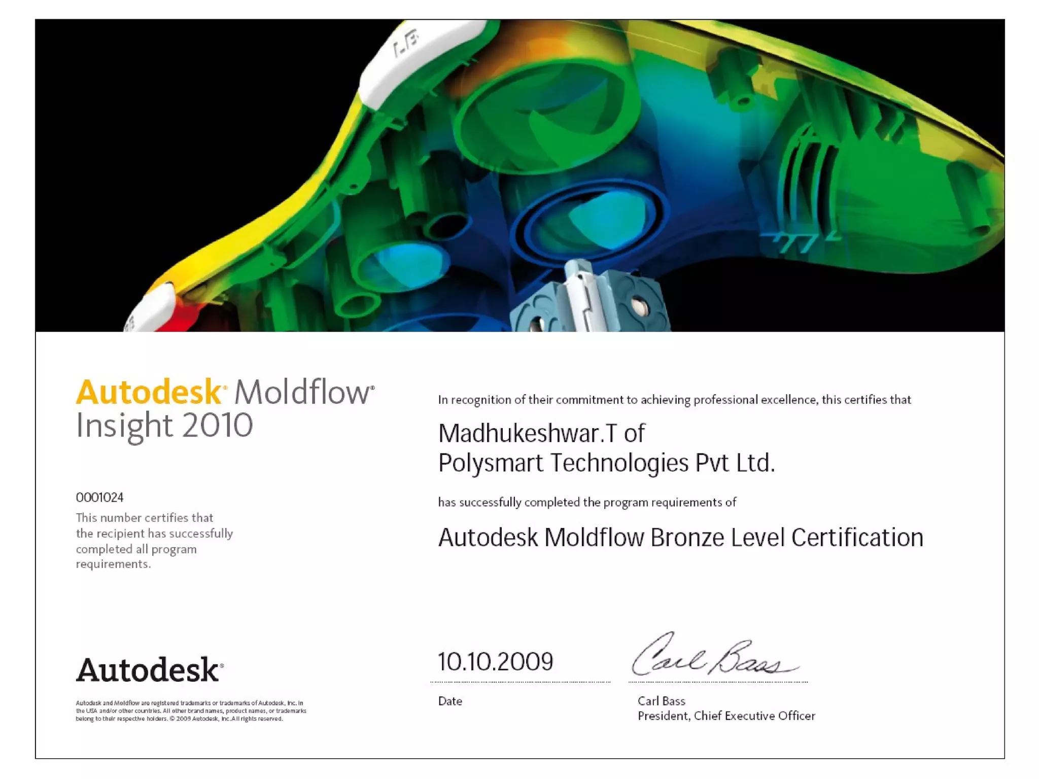 Madhukeshwar t moldflow bronze certificate | PPT