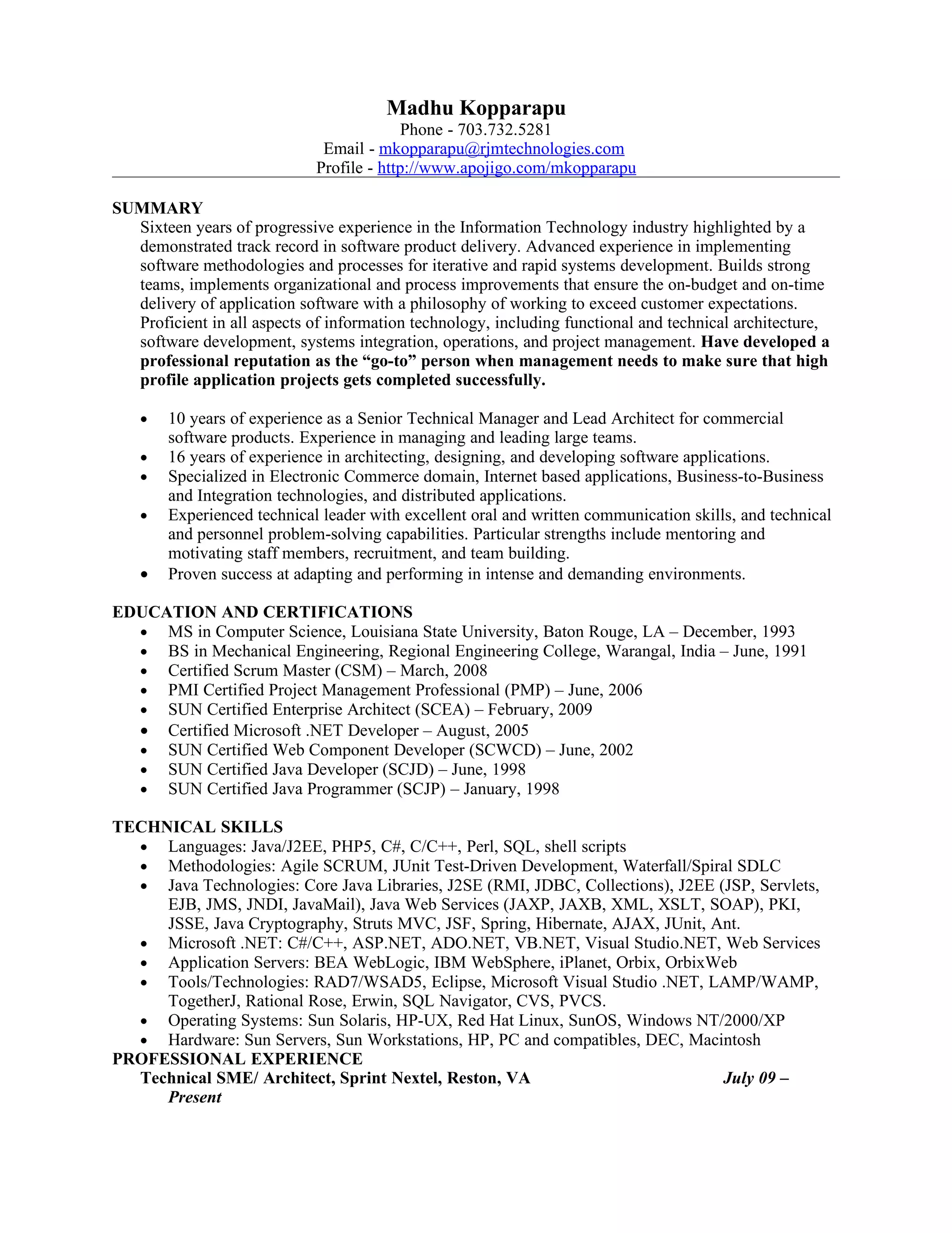 Madhu Kopparapu Resume | DOC