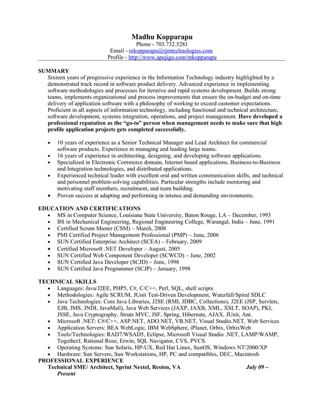 Madhu Kopparapu Resume | PDF