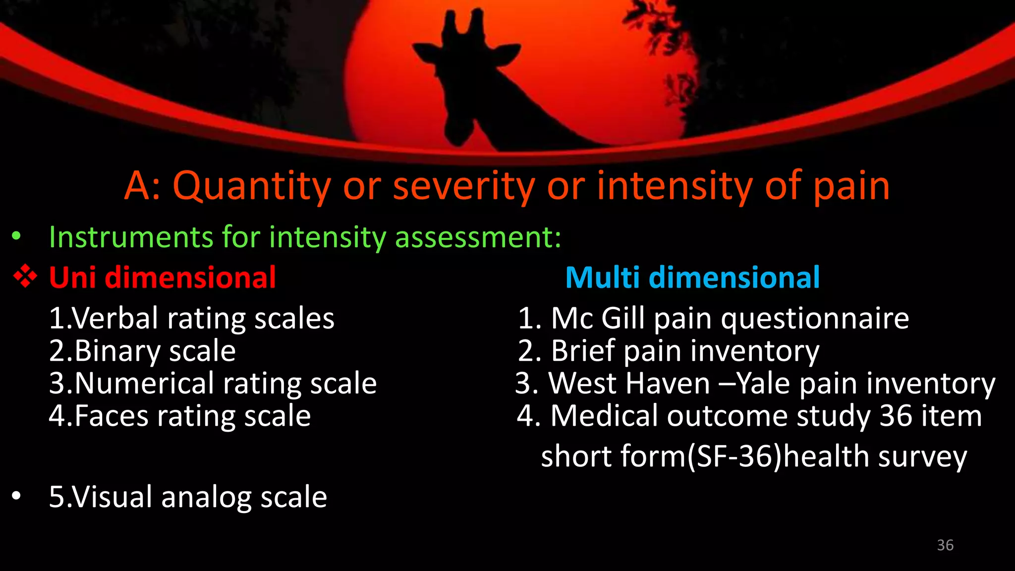 Types of pain and assessment of pain | PPTX