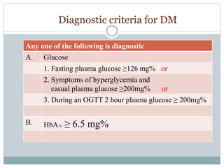 LAB DIAGNOSIS N INVESTIGATION OF DIABETES MELLITUS. | PPT