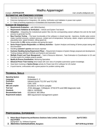 Madhu resume | DOC | Business | Business and Finance