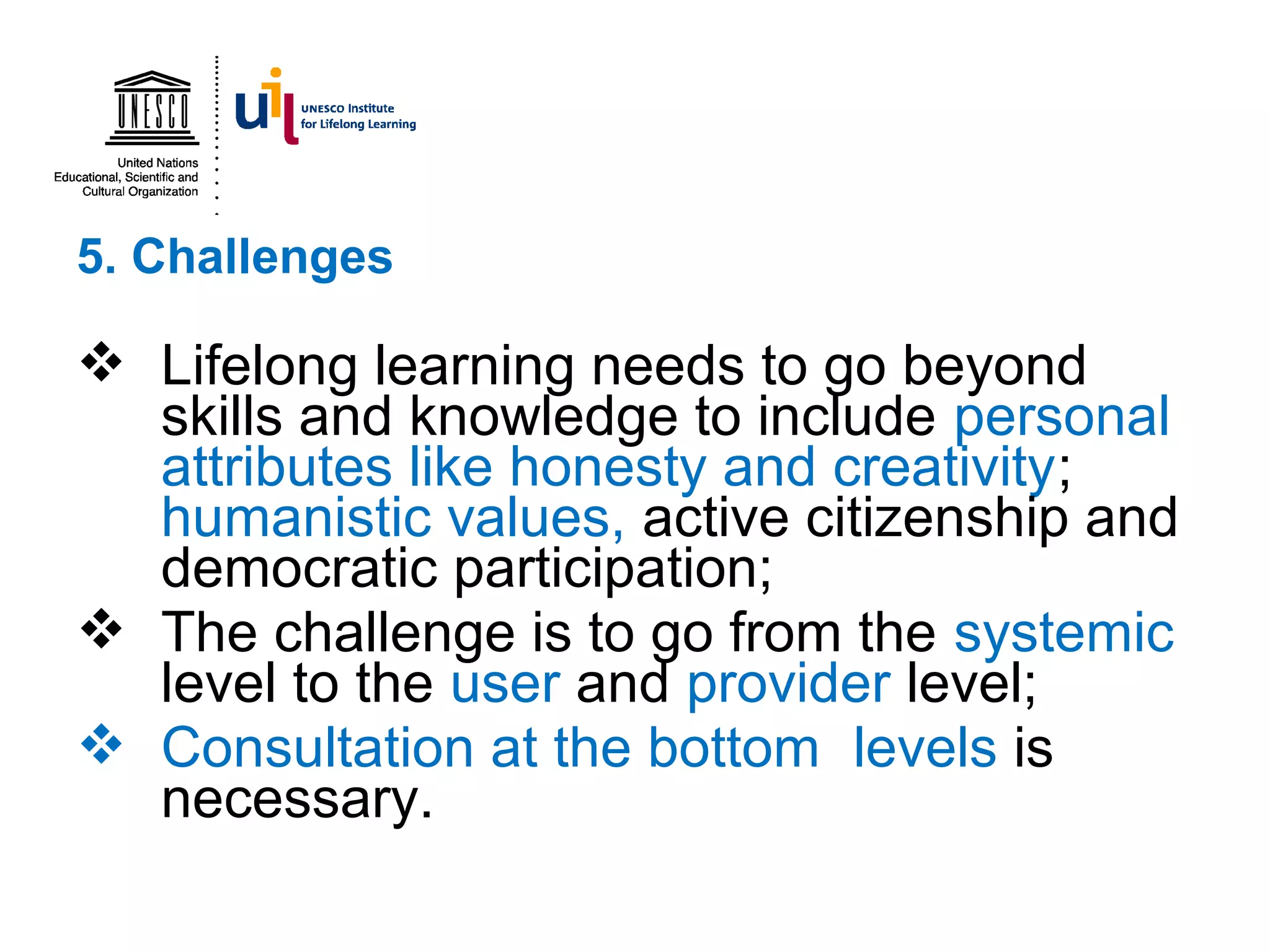 Realising UNESCO’s vision of lifelong learning | PPT