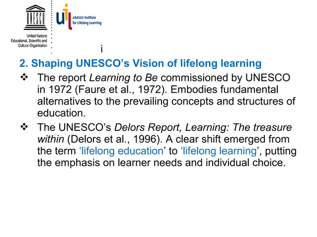 Realising UNESCO’s vision of lifelong learning | PPT