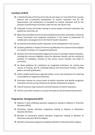 Innovation in teacher education the role of ncte | PDF