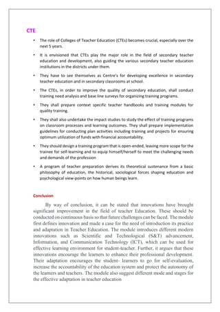 Innovation in teacher education the role of ncte | DOCX