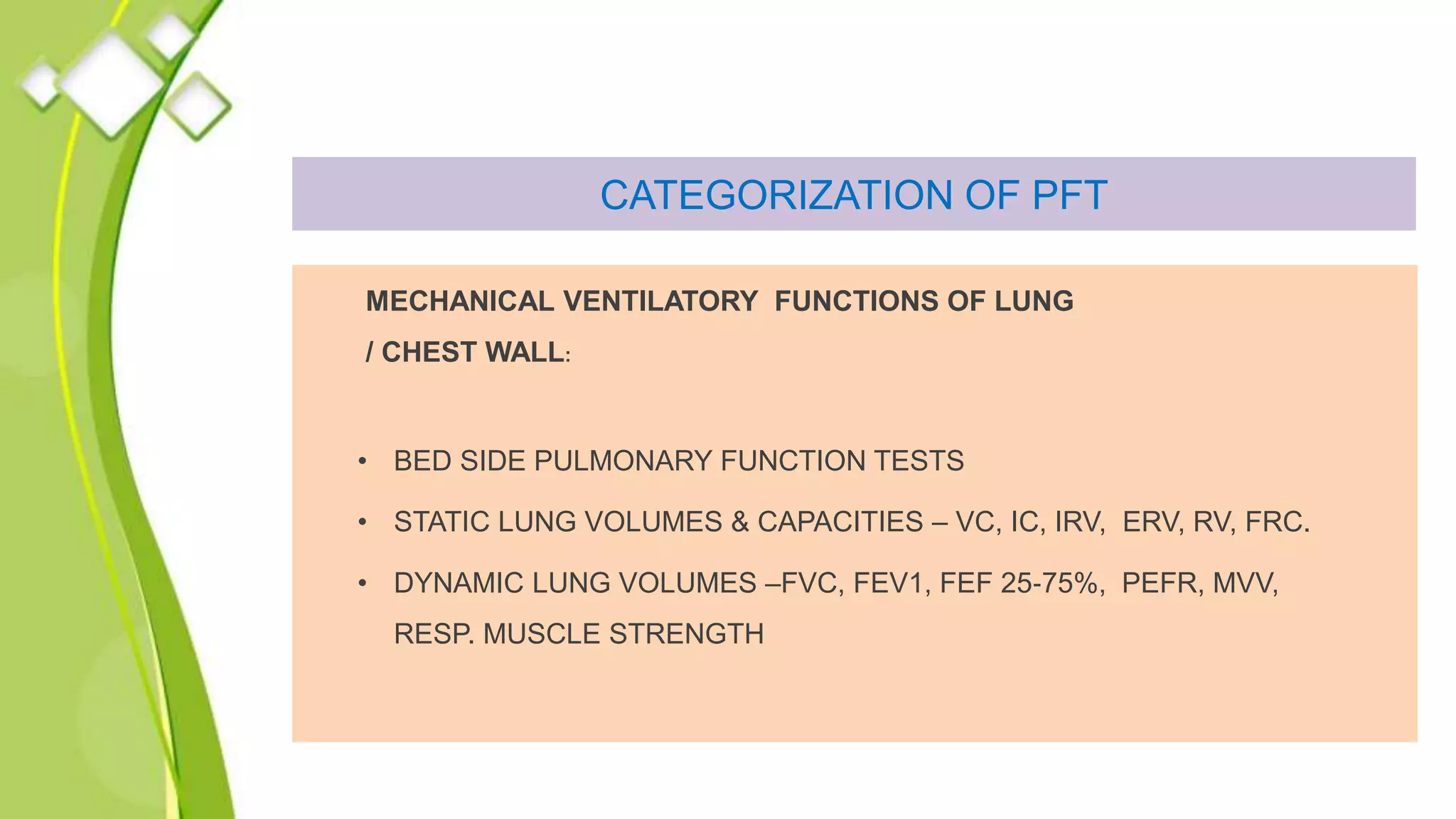pulmonary function tests | PPTX