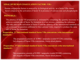 Detailed notes on coagulation factor and their function | PPTX