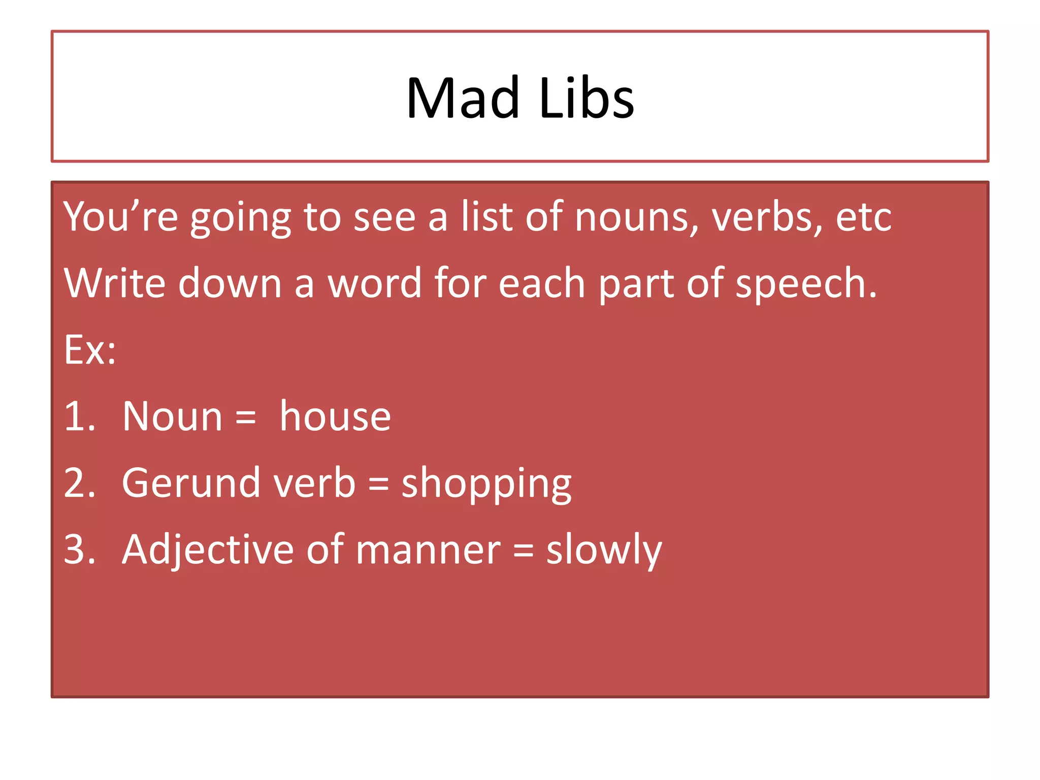 Mad Libs | PPTX