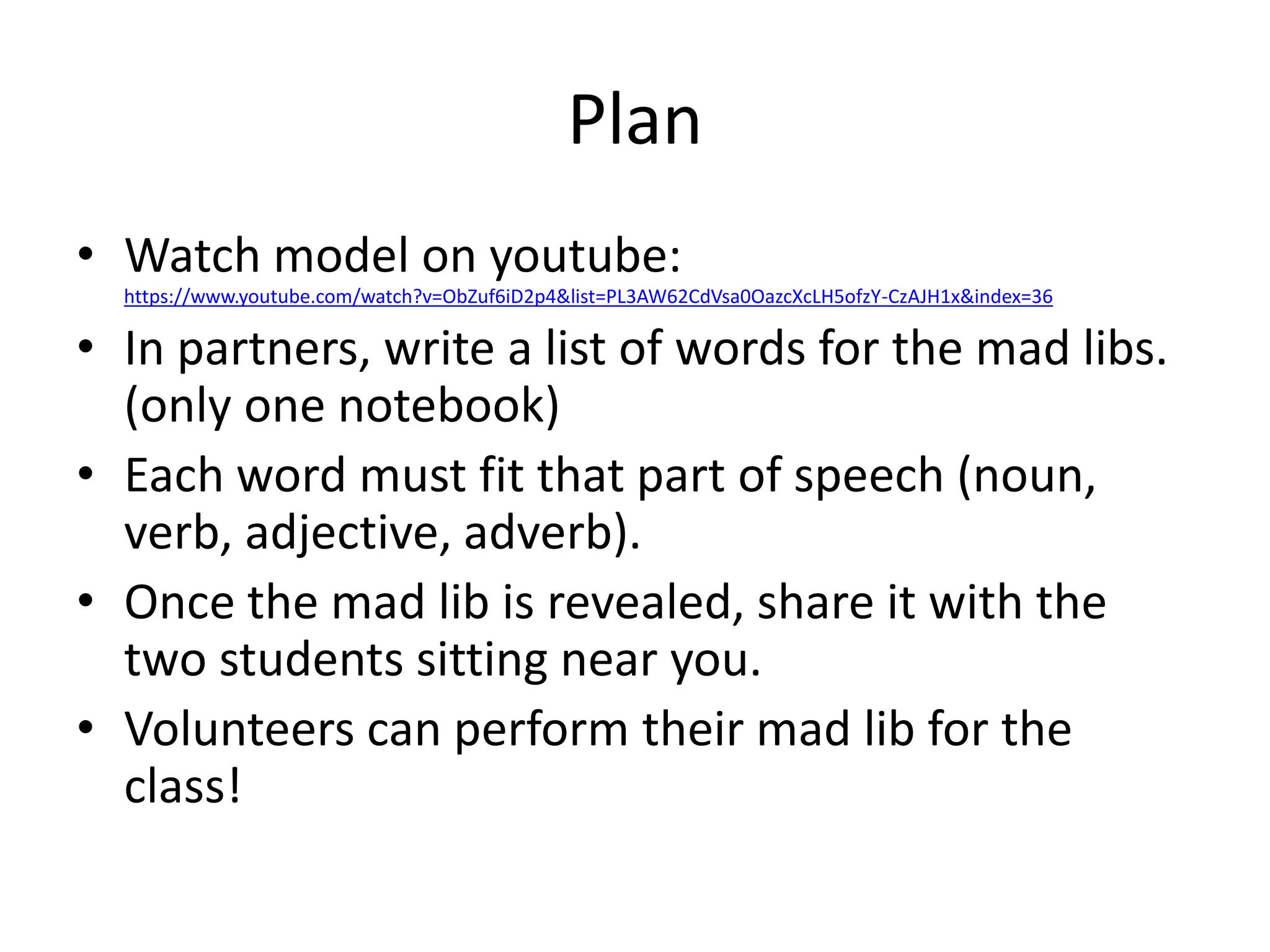 Mad libs for beginning ESL class | PPTX
