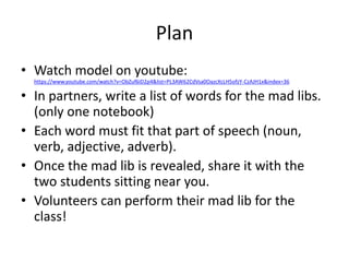 Mad libs for beginning ESL class | PPTX