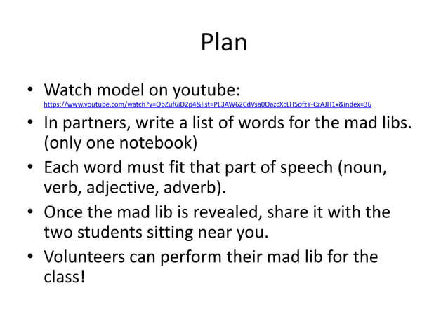 Mad libs for beginning ESL class | PPTX | Dining Out | Food & Drink