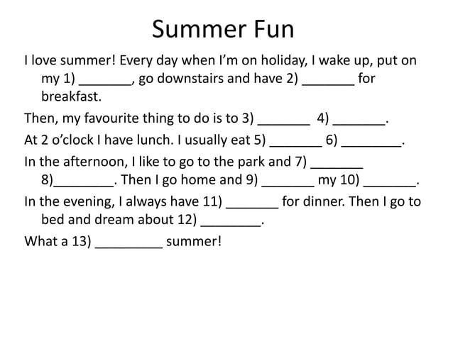 Mad libs for beginning ESL class | PPTX | Dining Out | Food & Drink