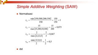 Multiple Attribute Decision Making dan SAW(Simple Additive Weighting) | PDF