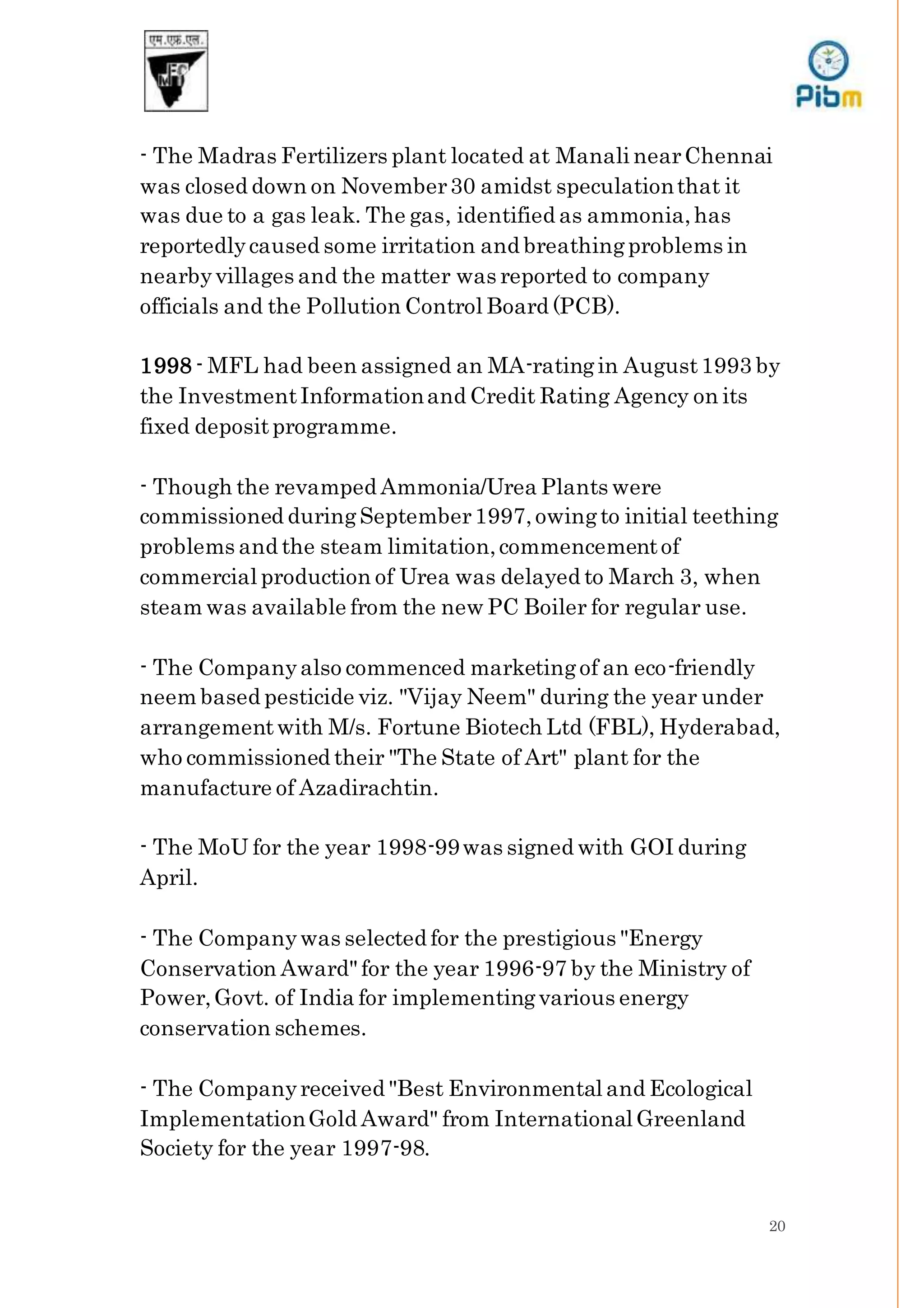Madras fertilizers limited | DOCX