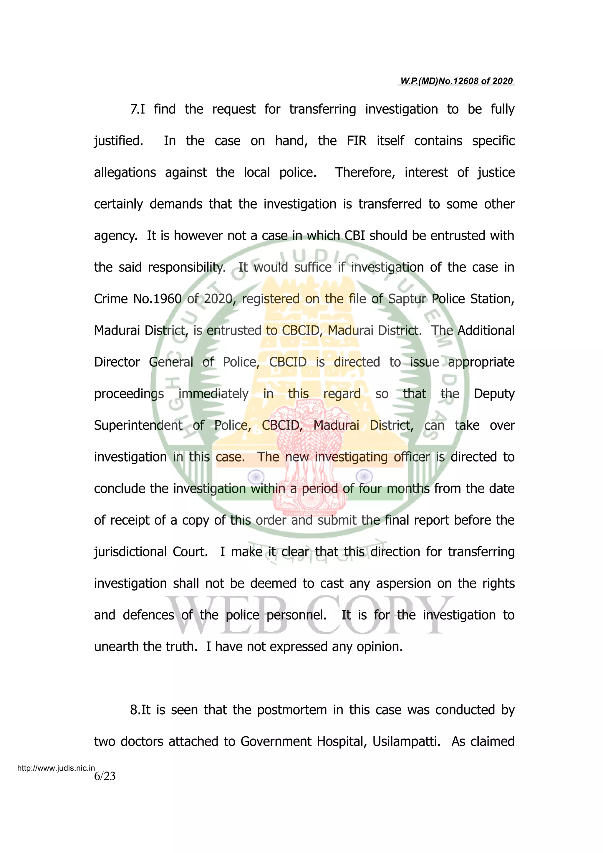 Madras hc madurai bench order | PDF