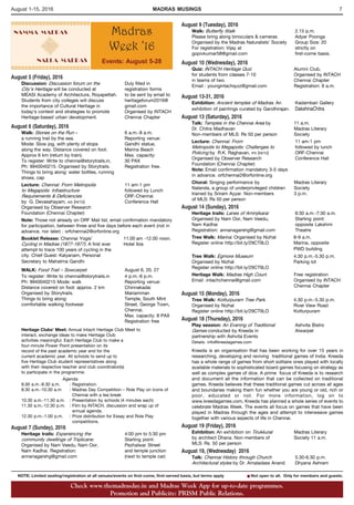 Madras Week schedule 2016 | PDF