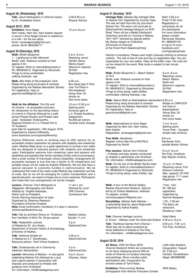 Madras Week schedule 2016 | PDF