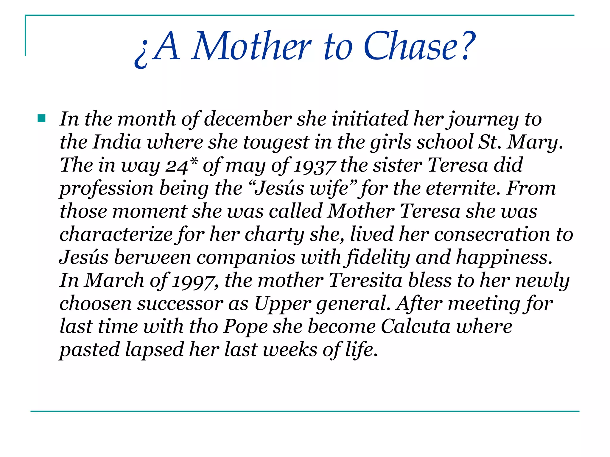 Madre Teresa De Calcuta | PPT